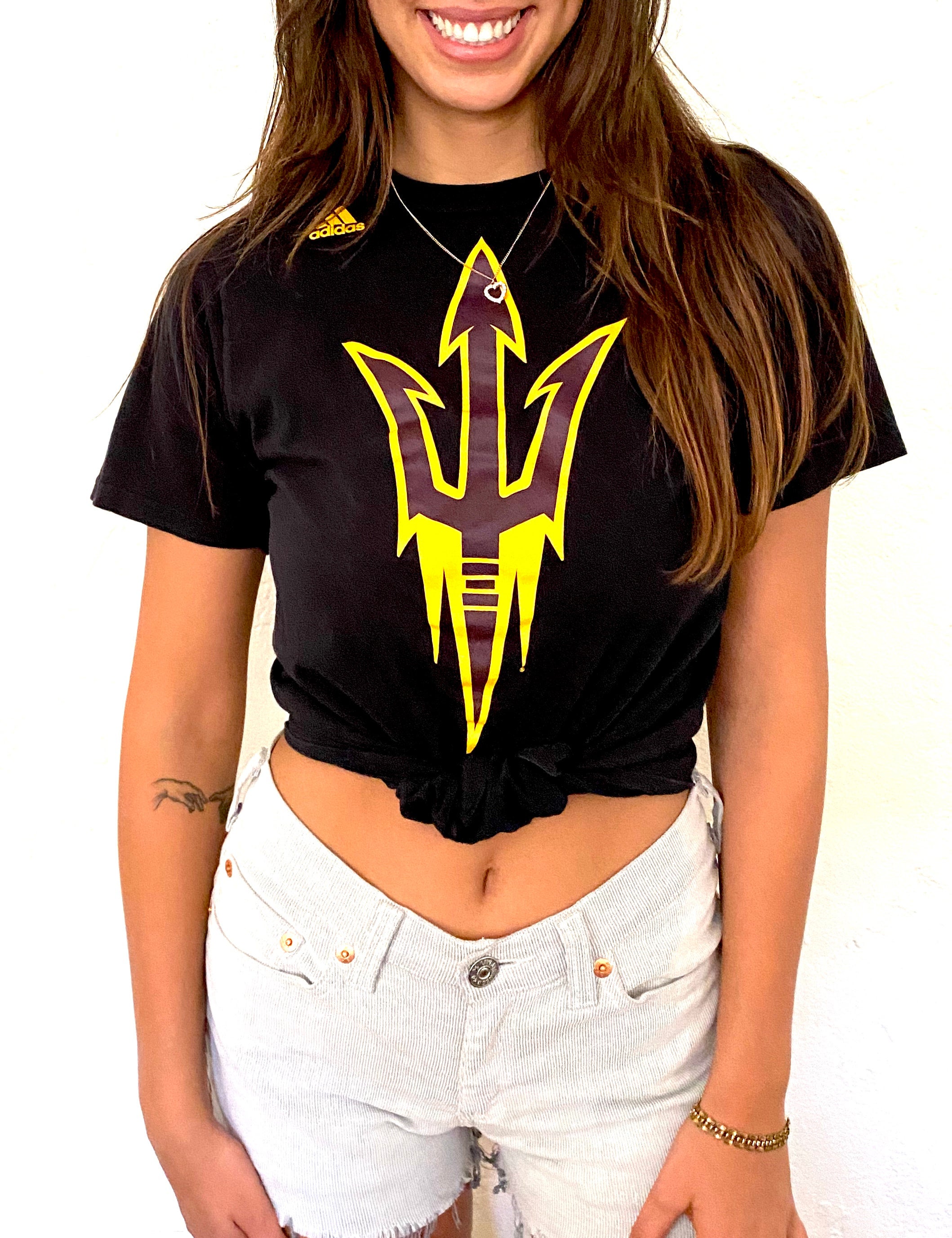 ASU Arizona State Black Adidas Crop | Knee Deep Denim